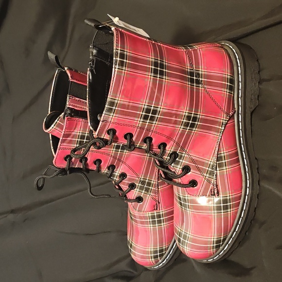 torrid | Shoes | Nwt Torrid Stevie Combat Boots Red Plaid Size | Poshmark